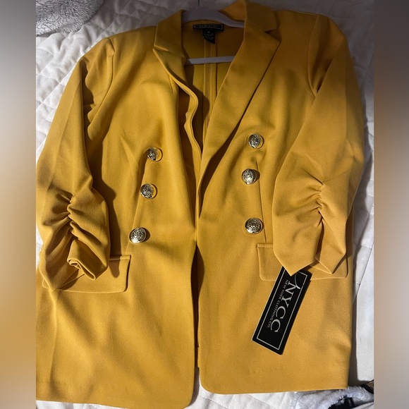 NYCC | Jackets & Coats | Yellow Blazer With Scrunched Sleeves New With ...